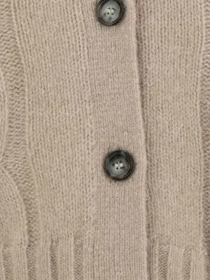 ALLUDE Cashmere And Silk Cardigan With Classic Collar And Button Closure - Olive