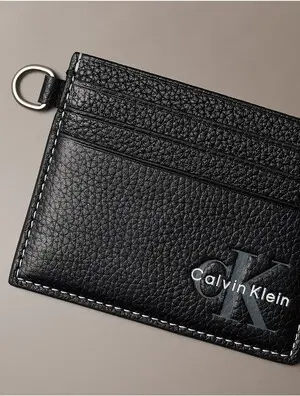 Calvin Klein Leather Monologo Card Case + Chain