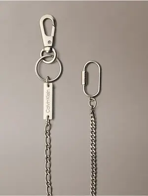 Calvin Klein Leather Monologo Card Case + Chain