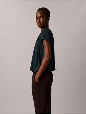 Calvin Klein Matte Jersey Shirred Neck Top