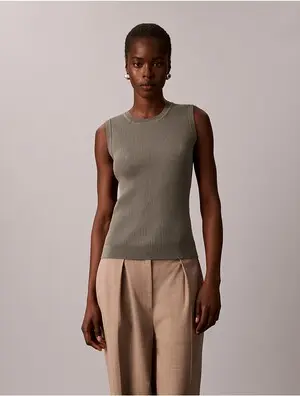 Calvin Klein Rib Crewneck Tank Top - Iron