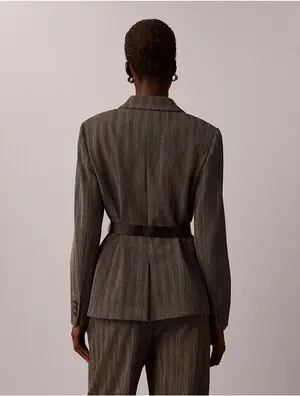 Calvin Klein Herringbone Two-button Belted Jacket