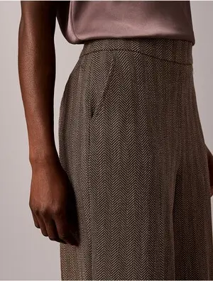 Calvin Klein Herringbone Pull-on Wide Leg Pants