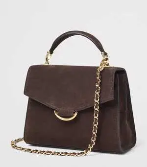 ASPINAL OF LONDON Suede Annabelle Midi Top-handle Bag