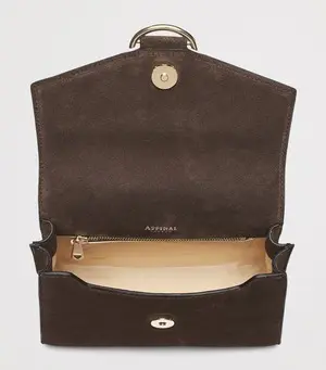 ASPINAL OF LONDON Suede Annabelle Midi Top-handle Bag