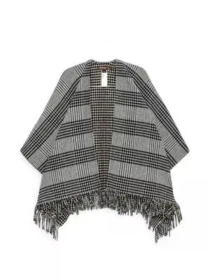 Woolrich Check-pattern Fringed Poncho