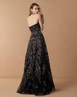 MAC DUGGAL COLLECTION Strapless Floral Embroidered A-line Gown
