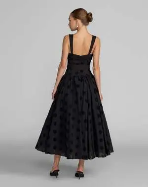 Mac Duggal Polka Dot Belted Midi Dress