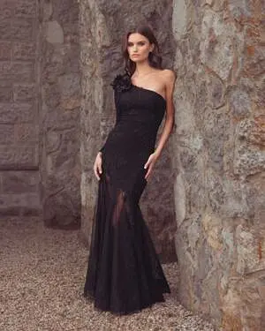 Mac Duggal 3d Floral One Shoulder Mermaid Gown