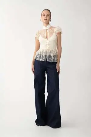 SAU LEE Roux Lace Top