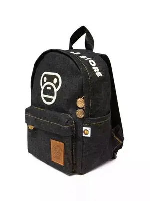 A BATHING APE Mini Baby Milo Denim Backpack - Blue
