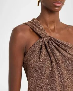 A.L.C. Mimi Metallic Asymmetric Midi Dress