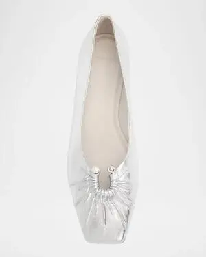 Vince Dany Ruched Leather Ballet Flats