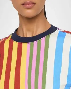 Libertine Tangier Striped Long-sleeve Crop T-shirt