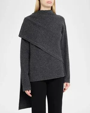 Vince Draped-scarf Houndstooth Sweater