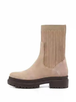 Peserico Ribbed-knit Panelled Ankle Boots