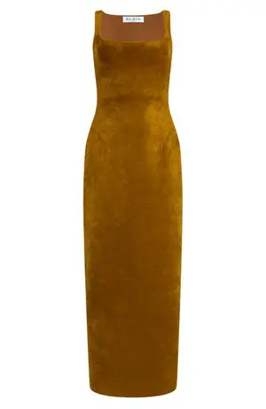 Alaïa Tailored Velvet Sheath Dress - Ocre