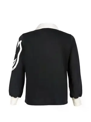 JOSHUA J. Graphic-print Long-sleeve Polo Shirt - Black