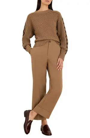 NIC+ZOE Criss Cross Sweater - Hazelnut