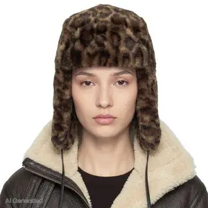 Rebecca Minkoff Faux Fur Trapper Hat With Polyurethane Ties - Leopard