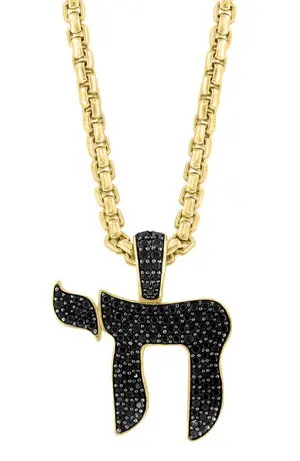 EFFY Spinel Symbol Pendant In Gold-plated Sterling Silver - Black