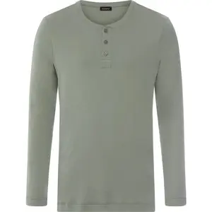 Hanro Cozy Comfort Cotton Henley Shirt - Shadow