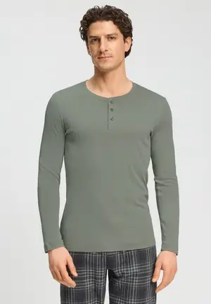 Hanro Cozy Comfort Cotton Henley Shirt