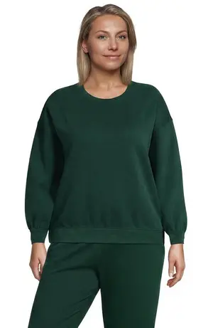 LANDS' END Relaxed Serious Sweats Long Sleeve Crewneck Sweatshirt - Pine