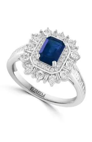 EFFY 14k White Gold Sapphire Royale Diamond Ring - Blue
