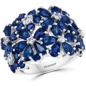 EFFY Sapphire Cluster Ring In 14k White Gold - Blue