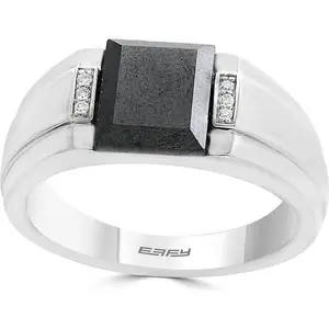 EFFY Diamond & Hematite Signet Ring In Sterling Silver - Black