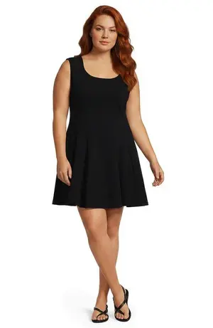 LANDS' END Starfish Scoop Neck Sleeveless Mini Dress - Black