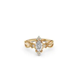 AYA FINE JEWELRY Elara Marquise Lab Grown Diamond Vintage Engagement Ring In Gold - Yellow
