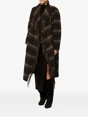 MARANT ETOILE Gihan Fringed Check Coat