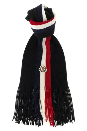 Moncler Tricolor Wool Scarf - Black