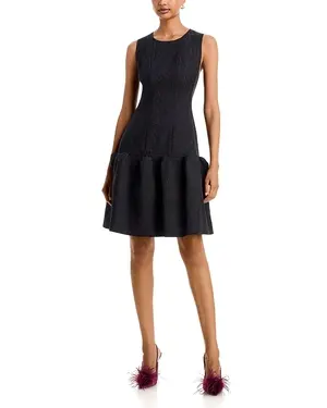 Sonia Rykiel Paris Textured Jewel Neck Dress - Black