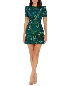 Dress The Population Brittany Floral Sequin Mini Dress