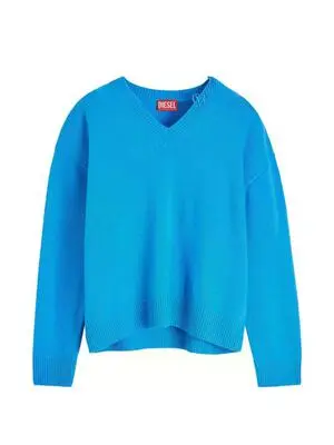 DIESEL® Wool V-neck Jumper With Neck Logo