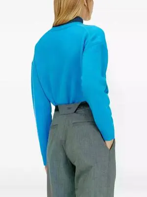 DIESEL® Wool V-neck Jumper With Neck Logo