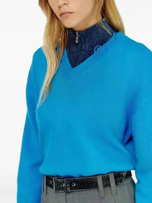 DIESEL® Wool V-neck Jumper With Neck Logo