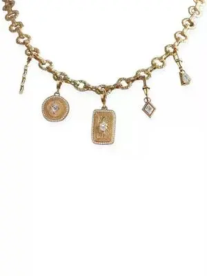 AZLEE Coin-motif Diamond Pendant - Gold