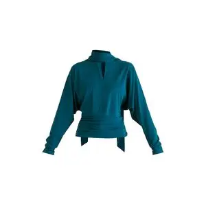PAISIE Convertible Scarf-neck Lyocell Jersey Top With Ruched Waist In Ocean - Blue