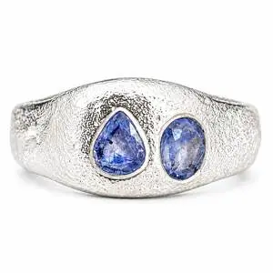 ZOE ALEXANDRIA JEWELLERY Silver Talis Ring Pear & Oval Blue Sapphire