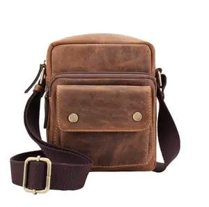 LLOYD BAKER LONDON Benson Distressed Leather Crossbody Bag - Brown