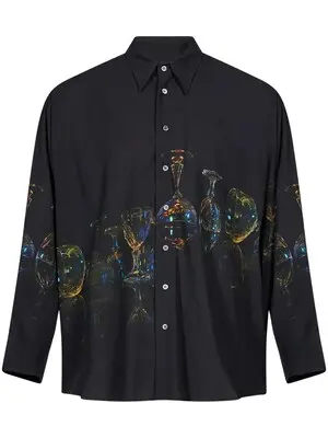MAGLIANO Glass-print Long-sleeve Shirt - Black