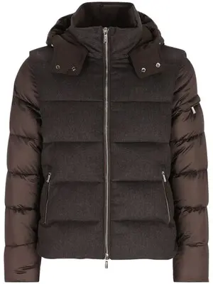 MOORER Quilted Hooded Down Jacket - Brown