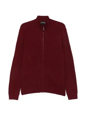 Emporio Armani Wool Zipped Cardigan - Red