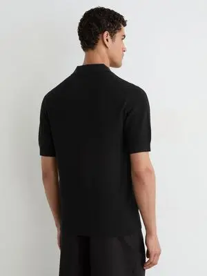 REISS Leon Cotton-blend Basket-stitch Open-collar Polo Shirt