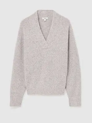 REISS Nova Cashmere-blend Bouclé V-neck Jumper