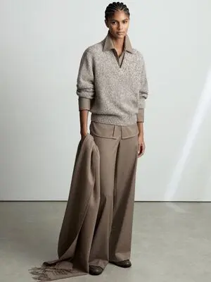 REISS Nova Cashmere-blend Bouclé V-neck Jumper - Neutral